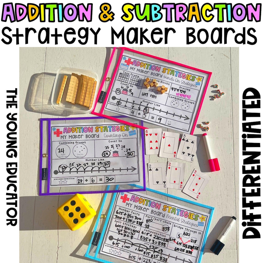 Addition and Subtraction Strategy Maker Boards *differentiated* - Etsy
