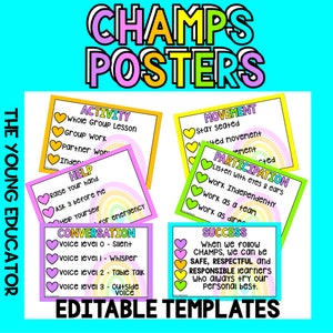 CHAMPS EDITABLE POSTERS Classroom Rules Expectations - Etsy