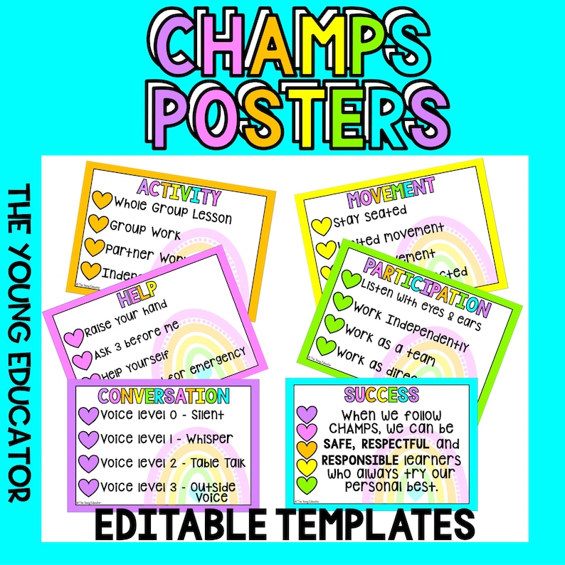 CHAMPS EDITABLE POSTERS Classroom Rules Expectations - Etsy
