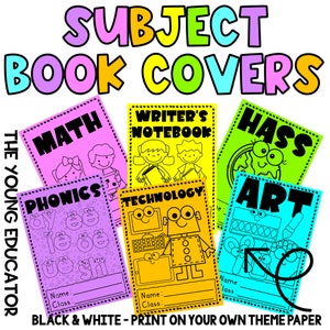 Subject Book Covers Back to School Classroom - Etsy