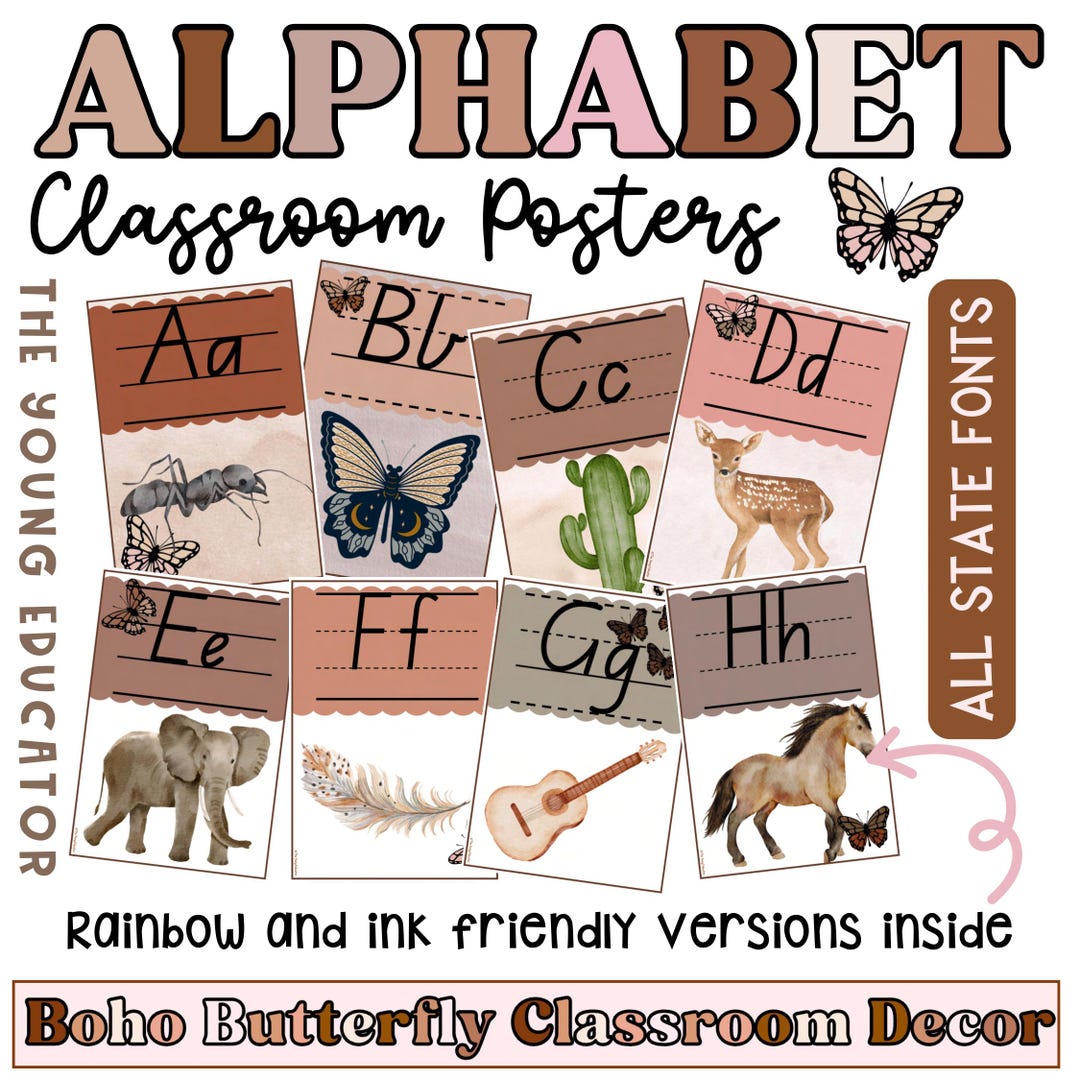 Alphabet Posters | Inclusive Auslan & ASL | Boho Butterfly Classroom ...