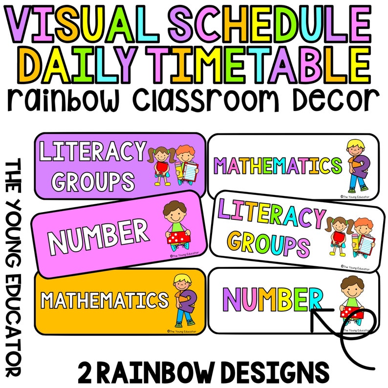 RAINBOW Visual Timetable Schedule / Classroom Decor - Etsy