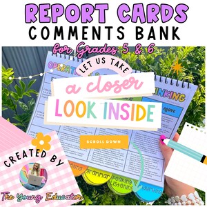 Differentiated Report Card Comments Bank - Grades 5 & 6 Curriculum ...