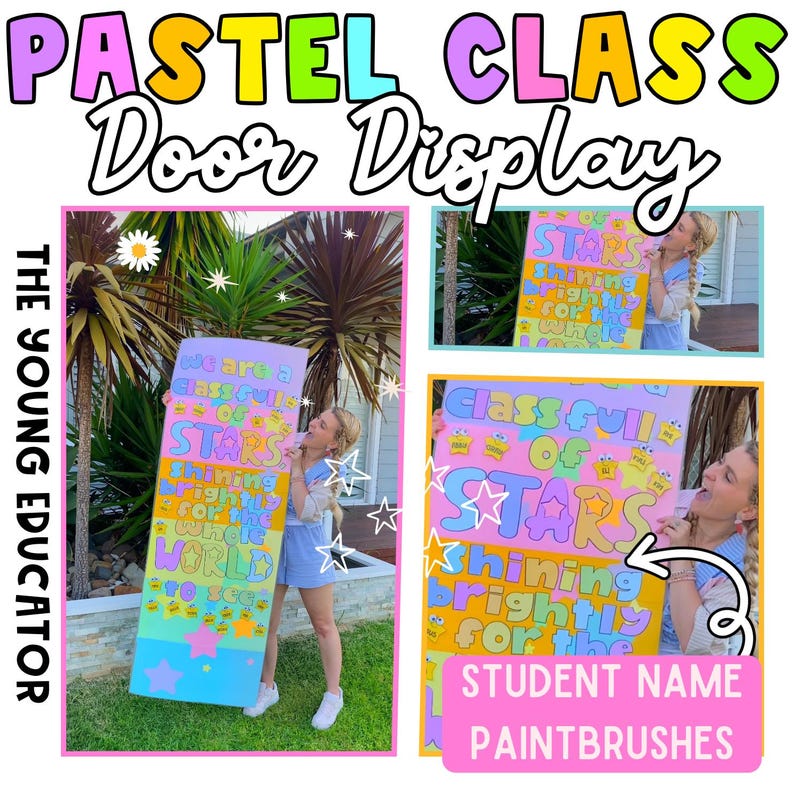 PASTEL RAINBOW Classroom Door Display - Etsy