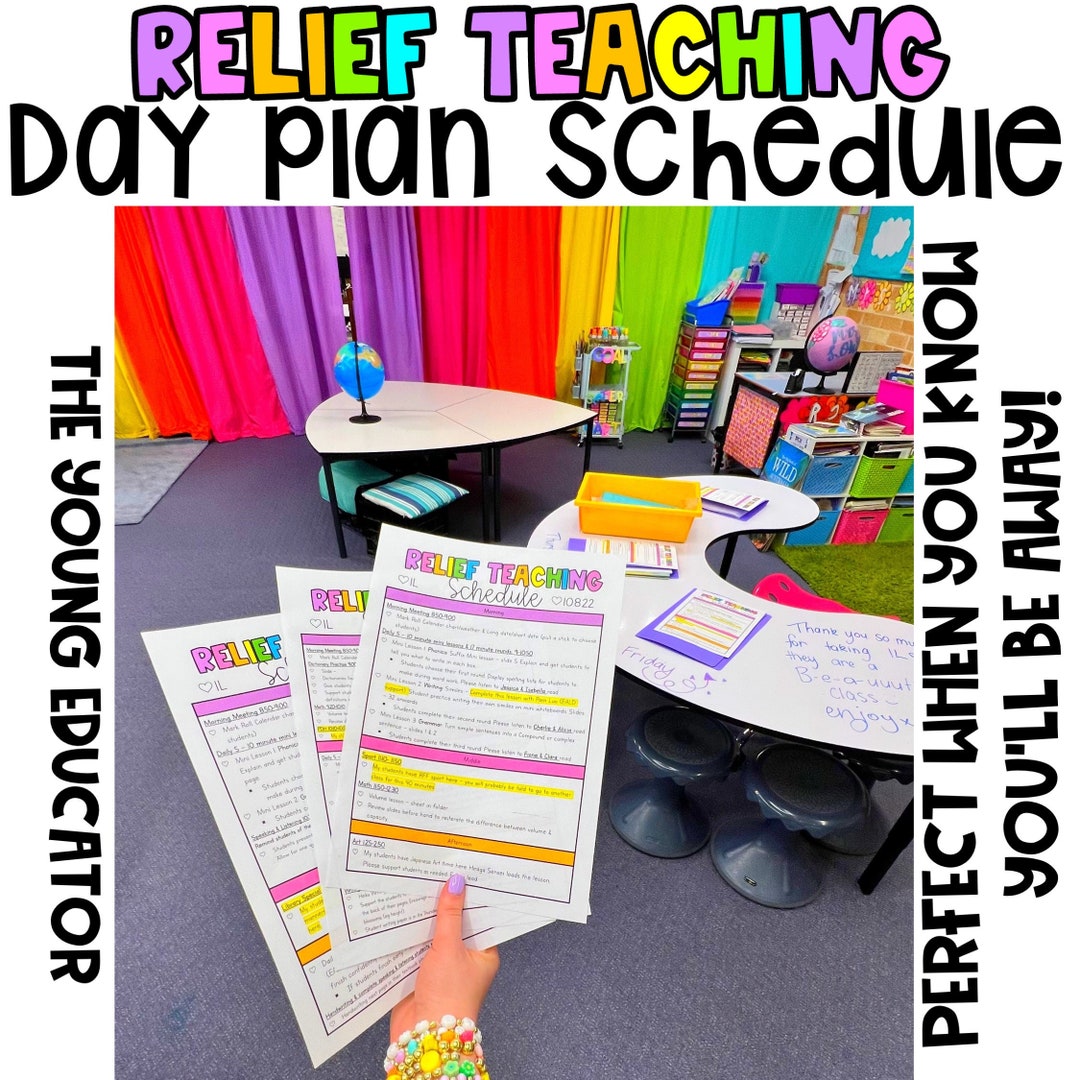 Plan for Being Away Relief / Substitute Teacher Day Plan editable ...