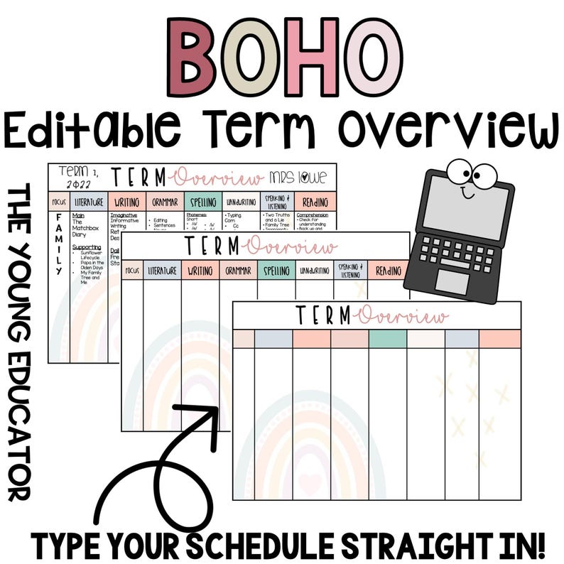 BOHO Editable Term Curriculum Overview / Teacher Organisation Document ...