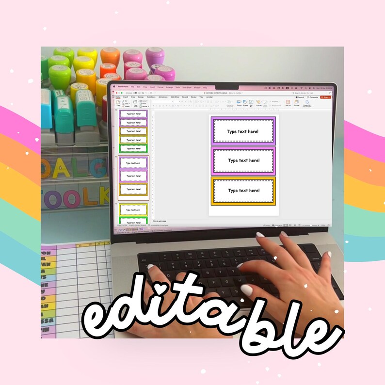 Editable Name Tags Plates | Locker Labels | Bin Tags | Rainbow ...