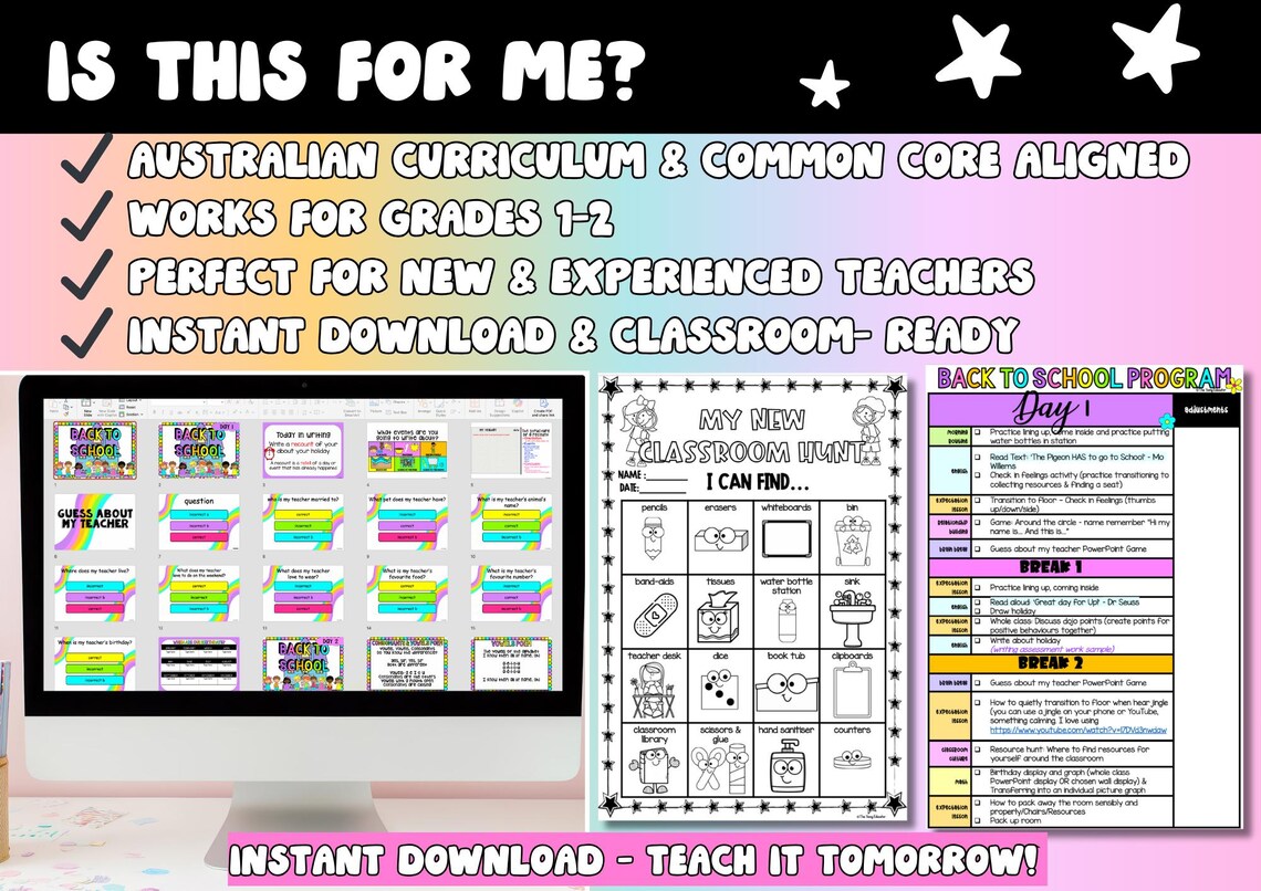 BACK TO SCHOOL Program - Grades 1 and 2 *first Ten Days* - Etsy