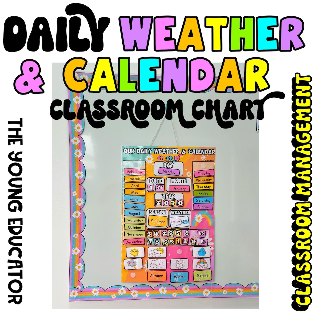 INTERACTIVE Daily Calendar & Weather Chart | Bulletin Board Classroom ...