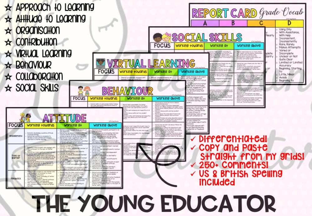 Report Card Comments - General Learning Attributes *any Grade* - Etsy