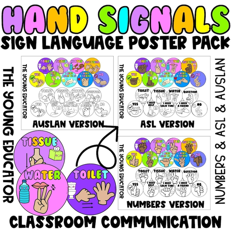 Auslan & ASL - Sign Language Hand Signals - Classroom Management ...
