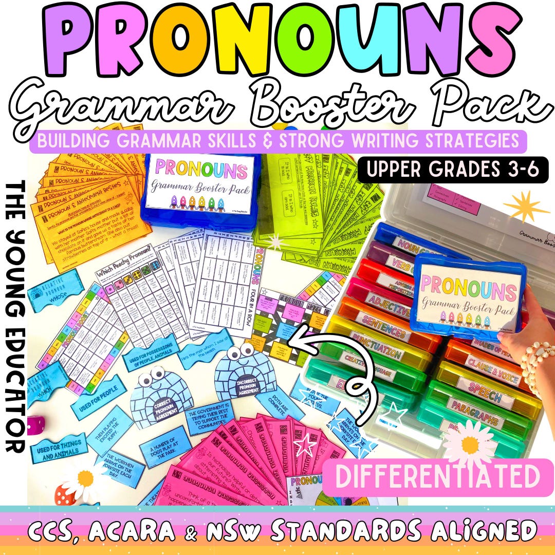 13. Pronouns Upper Grades Grammar Booster Pack - Etsy
