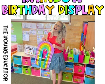 Rainbow Classroom Birthday Display: Bulletin Board Decor (digital ...