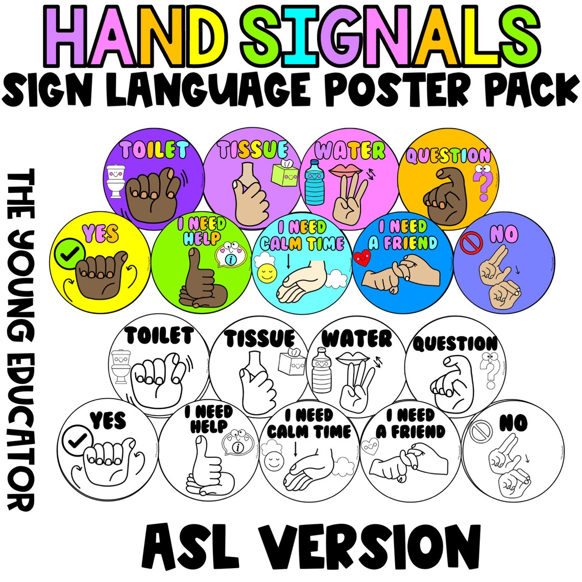 AUSLAN & ASL Sign Language Hand Signals Classroom Management editable ...
