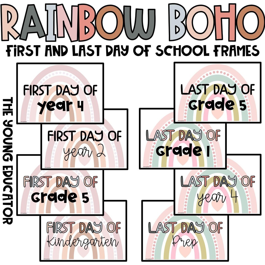 Boho Rainbow - First Day of School - Last Day of School Frames - Etsy