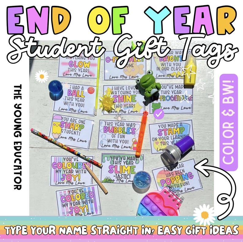 End of Year Gift Tags Editable Christmas Holidays Summer Break Student ...