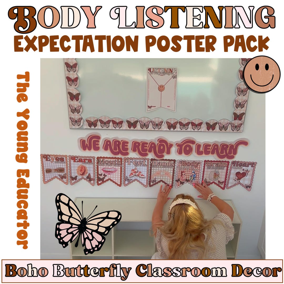 Inclusive Body Listening Poster Pack | Boho Butterfly Theme ...
