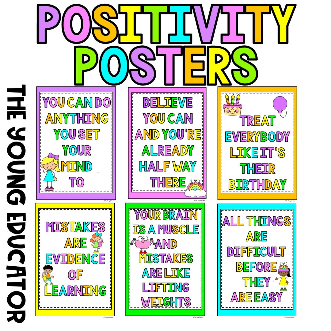 Rainbow Positivity Motivational Posters - Etsy