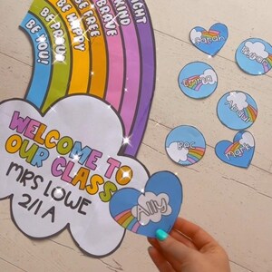 Rainbow Classroom Door Display Word of Affirmation - Etsy