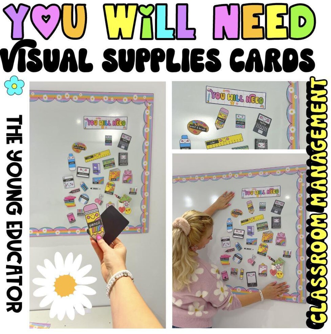 Rainbow 'you Will Need' Visual Supplies Cards / Classroom Management ...