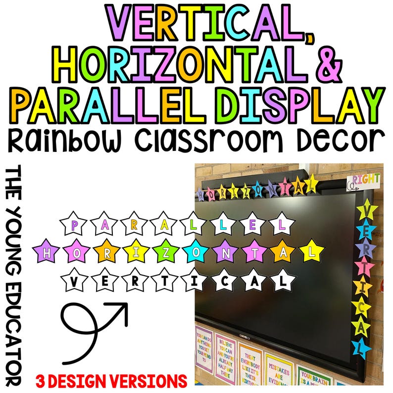 RAINBOW Vertical Horizontal and Parallel Stars Board Display - Etsy