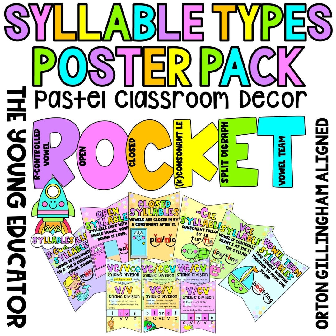 Rocket Syllable Types - Pastel Rainbow - Orton Gillingham Aligned ...