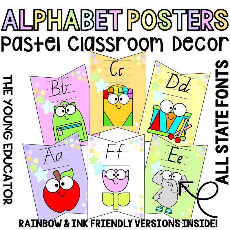 PASTEL ALPHABET POSTERS - Etsy