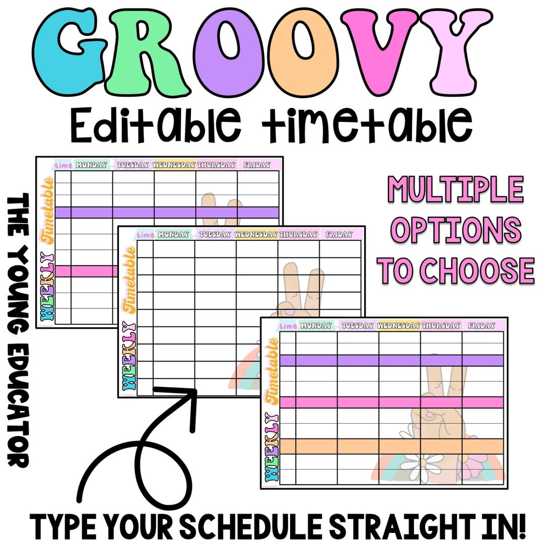 Editable 'GROOVY' Teacher Timetable Template - Etsy