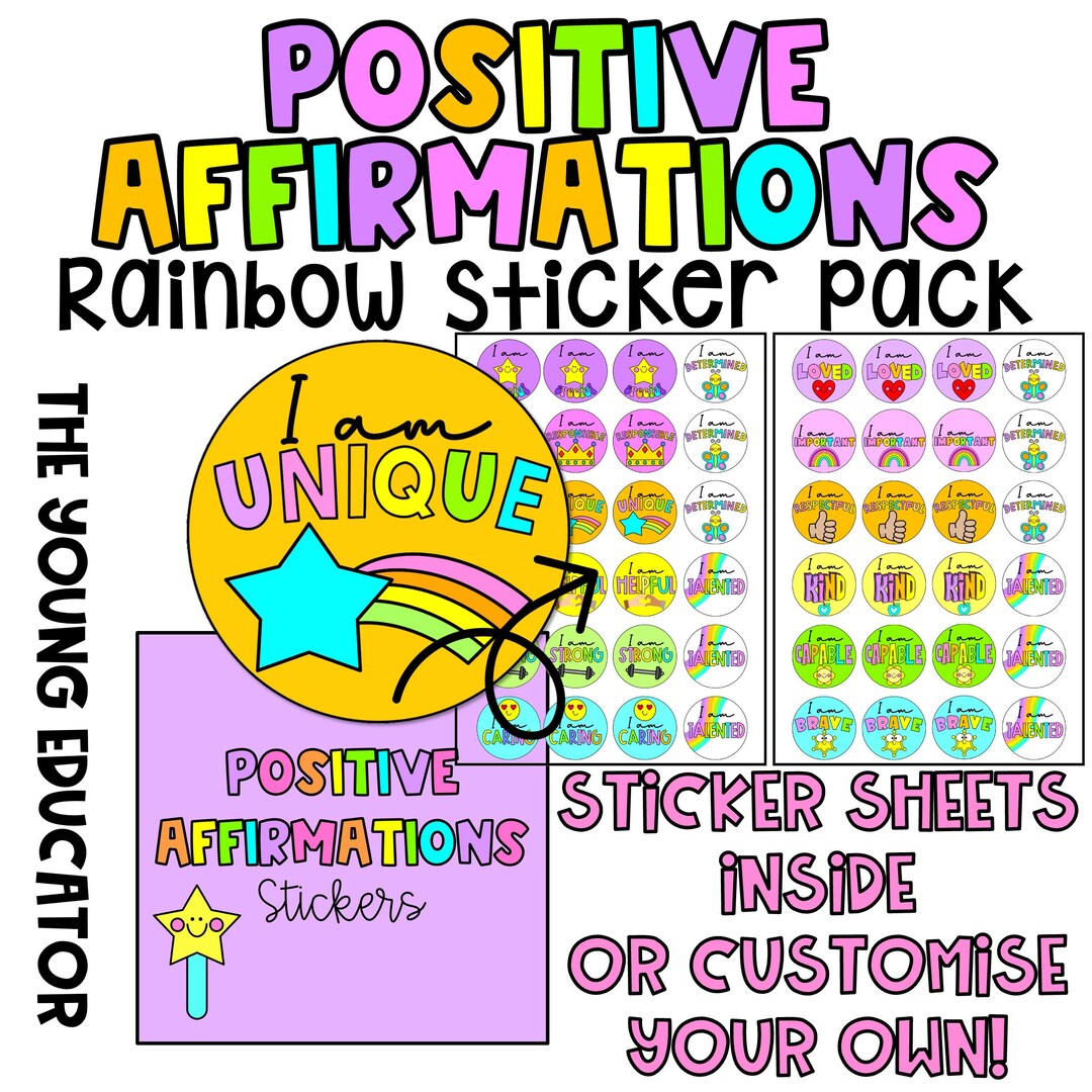 Positive Affirmation Stickers - Rainbow | DIY Your Own Stickers ...