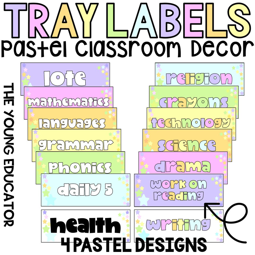 Pastel Rainbow Tub Tray Labels - Etsy