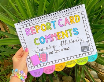 Report Card Comments - Grades 1 and 2 Curriculum English & Math Skills ...