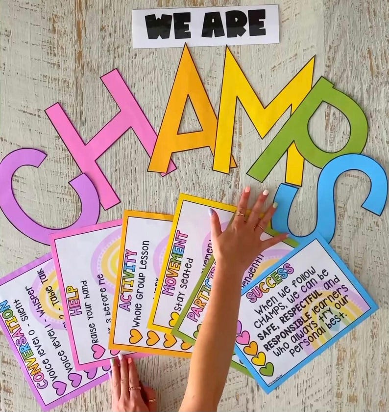 CHAMPS EDITABLE POSTERS | Classroom Rules Expectations - Etsy