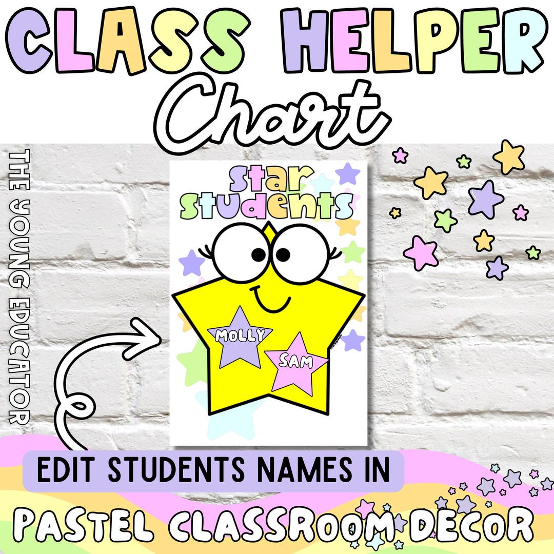 PASTEL STAR STUDENTS - Jobs Chart | Classroom Helper | Class Jobs - Etsy