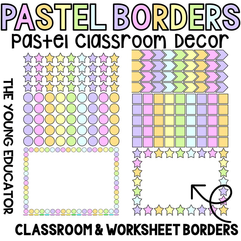 Rainbow Pastel Theme Classroom Decor - Bulletin Board Borders - Rainbow ...