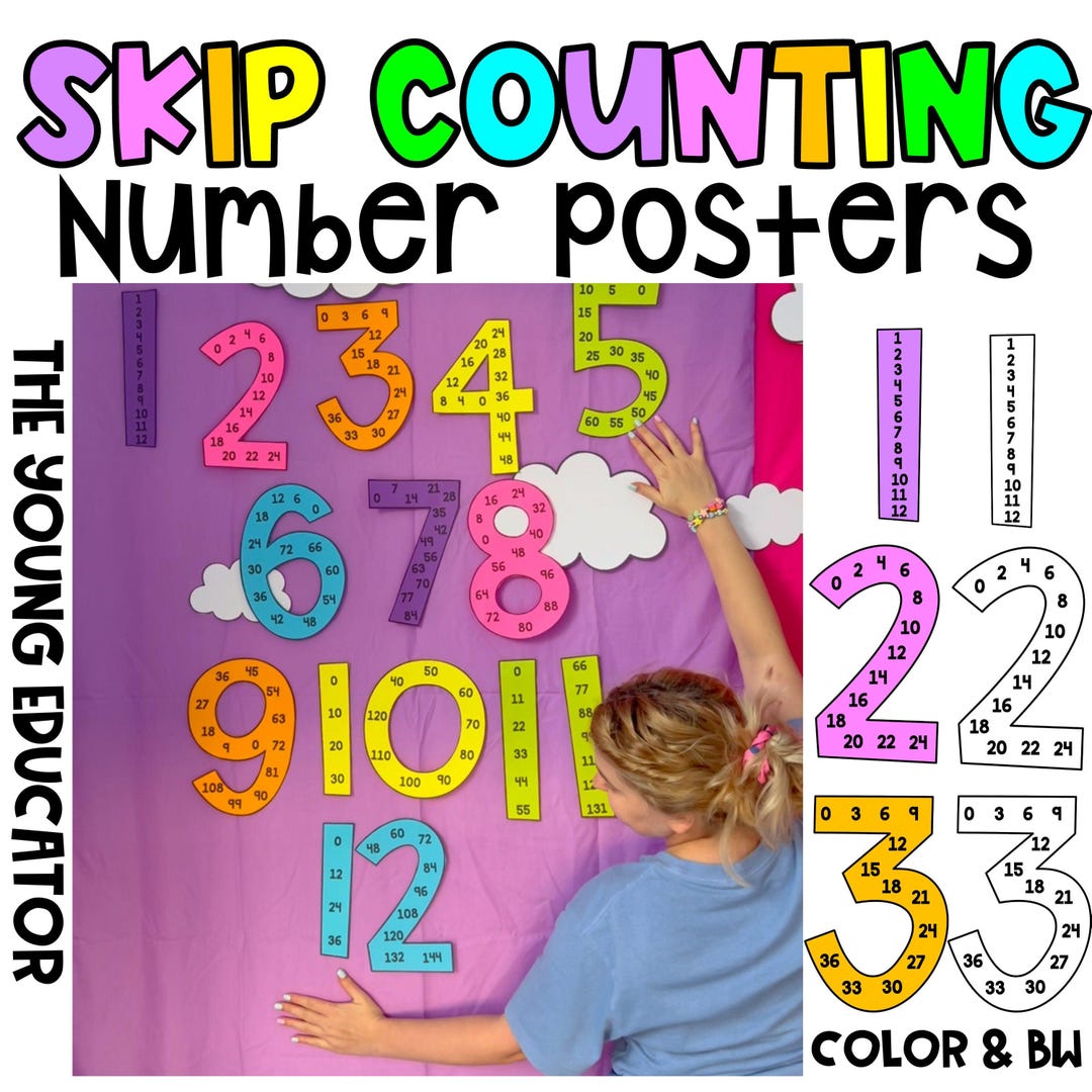 SKIP COUNTING POSTERS - Multiples / Multiplication / Rainbow & Black ...