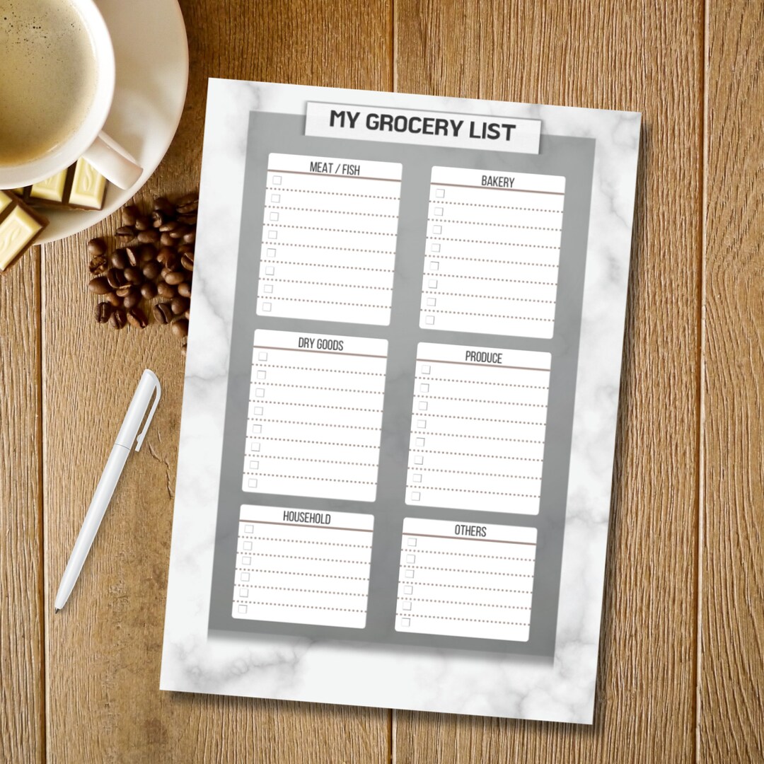 Printable Grocery List Grey Grocery List Grocery List - Etsy Australia