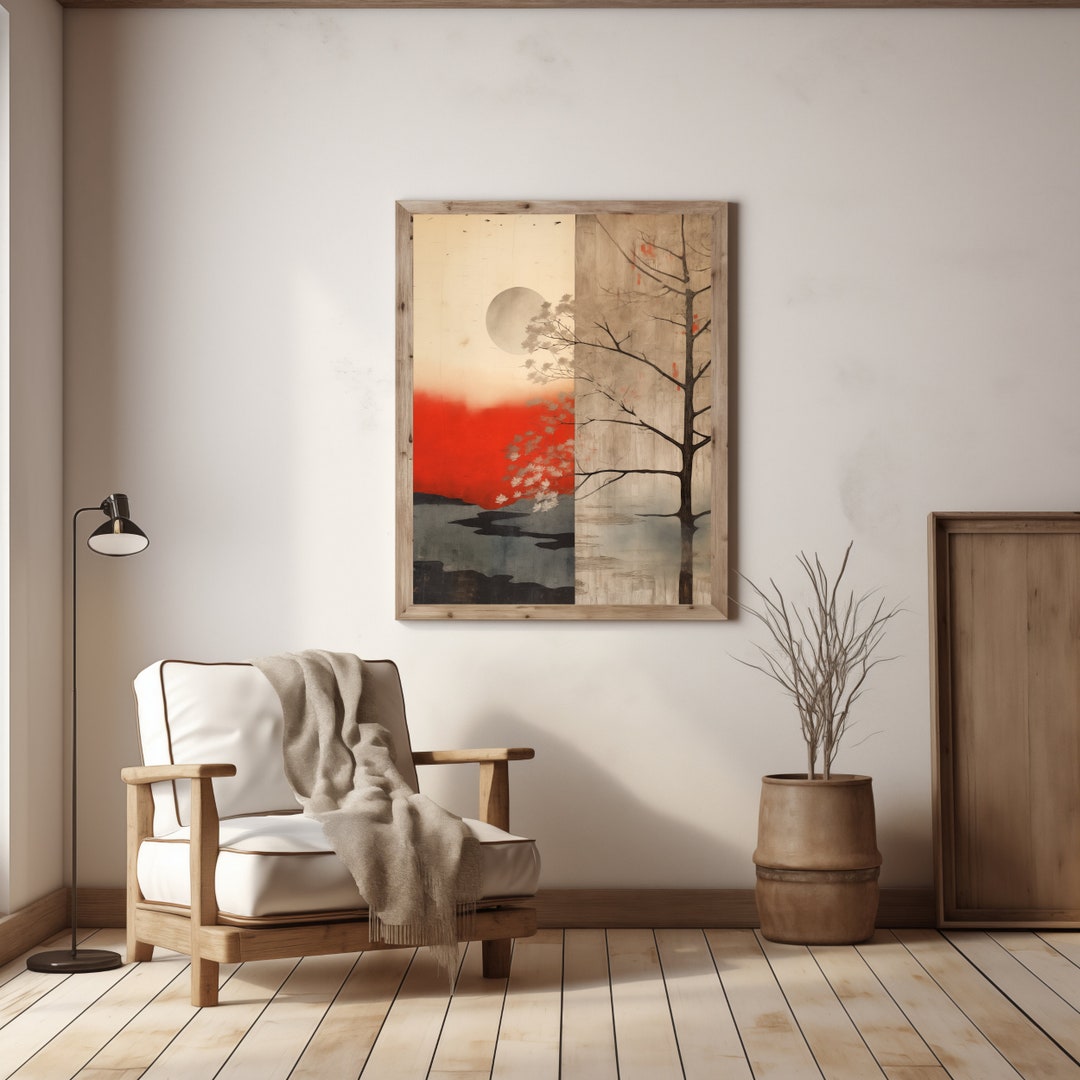 Japandi Wall Art Neutral and Contrast Nature Wabi Sabi Art Abstract Nature Print Instant ...