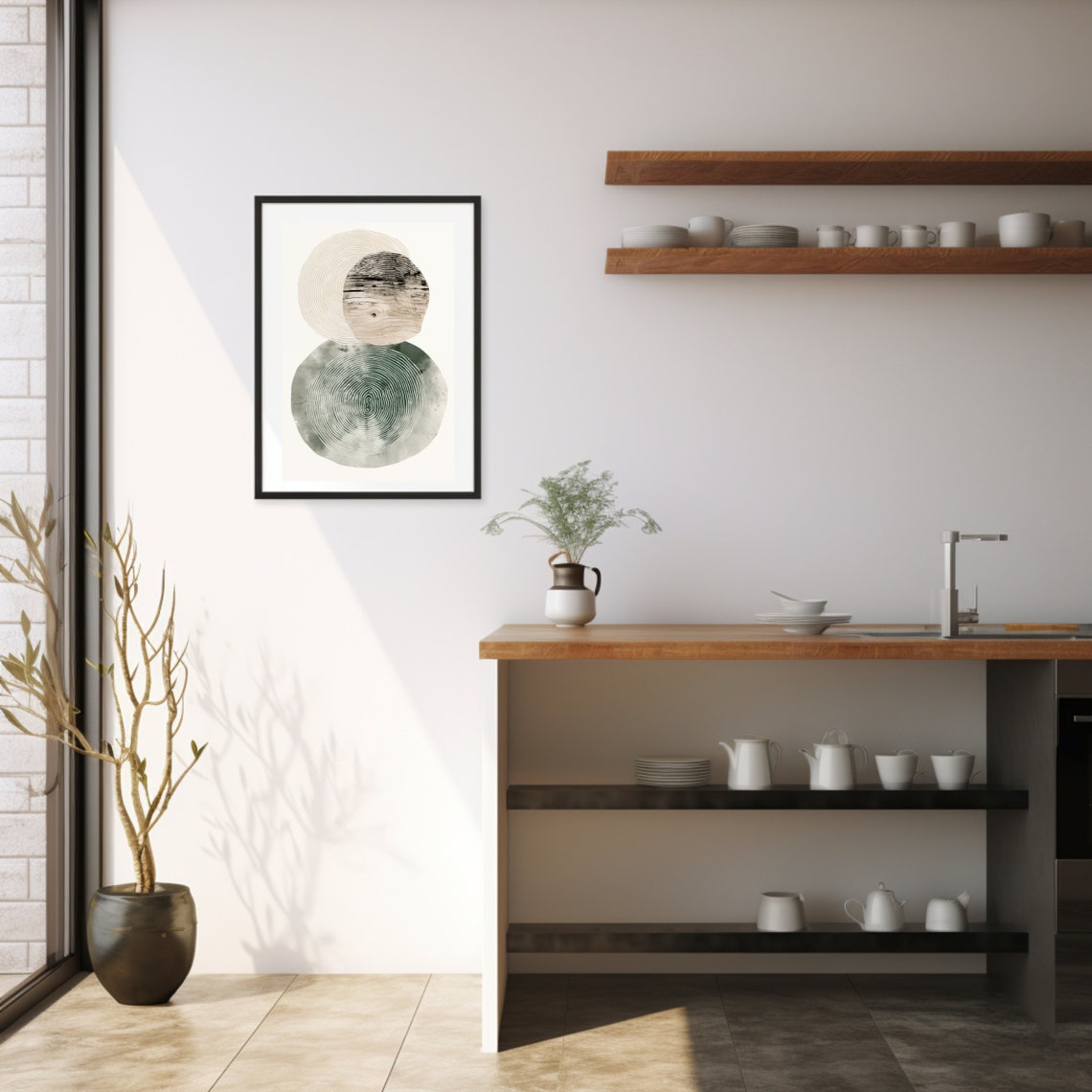 Japandi Wall Art Sage and Neutral Nature Wabi Sabi Art Abstract Nature Print Instant Download ...