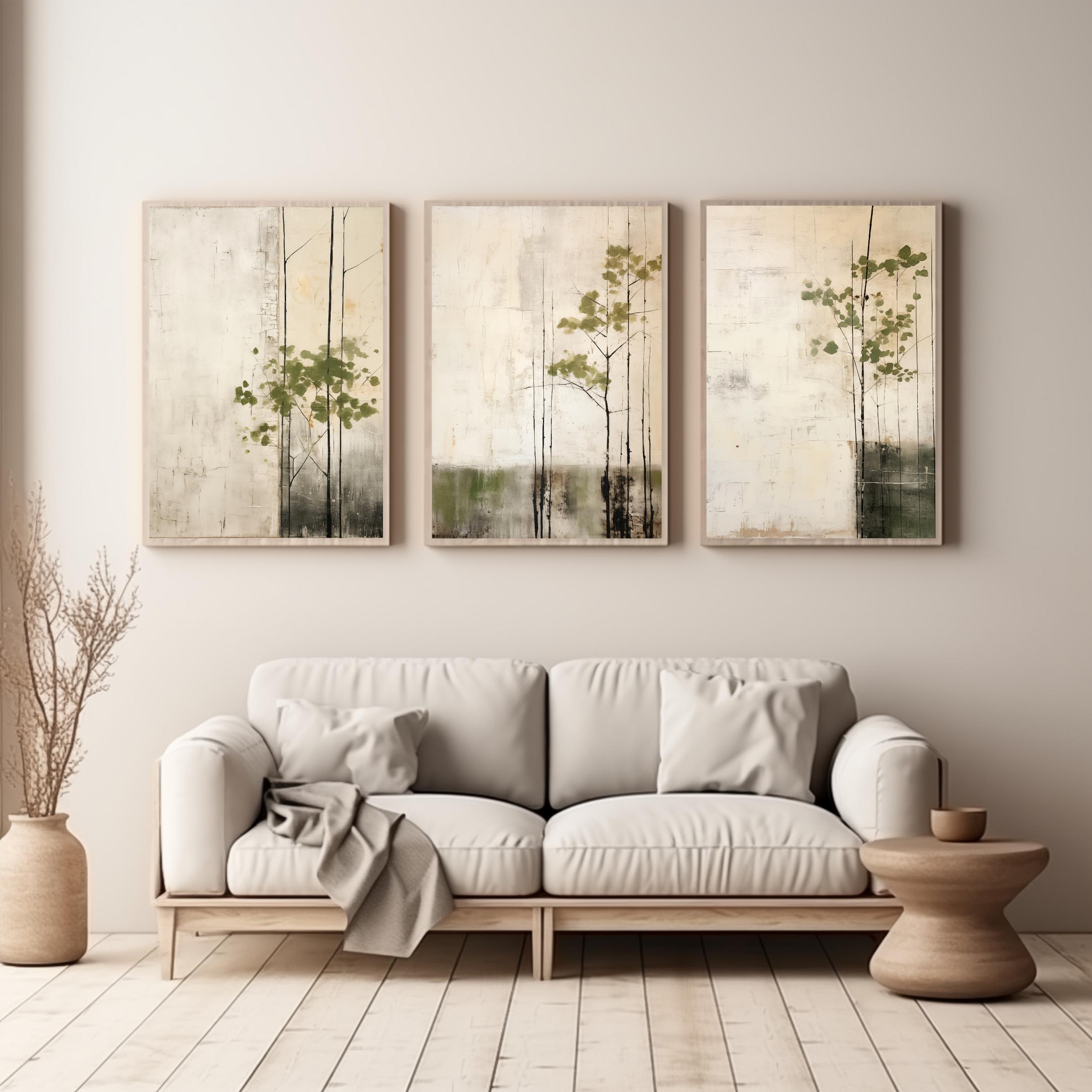 Japandi Sage Tree Wall Art Prints: Minimalist Wabi Sabi Set (digital ...