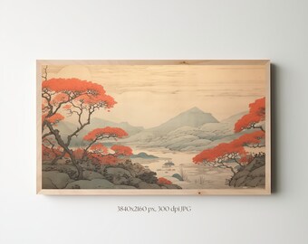 Samsung Frame TV Art Summer Wabi Sabi Art Summer Japandi Nature Blooming Tree Japanese Nature Tv ...