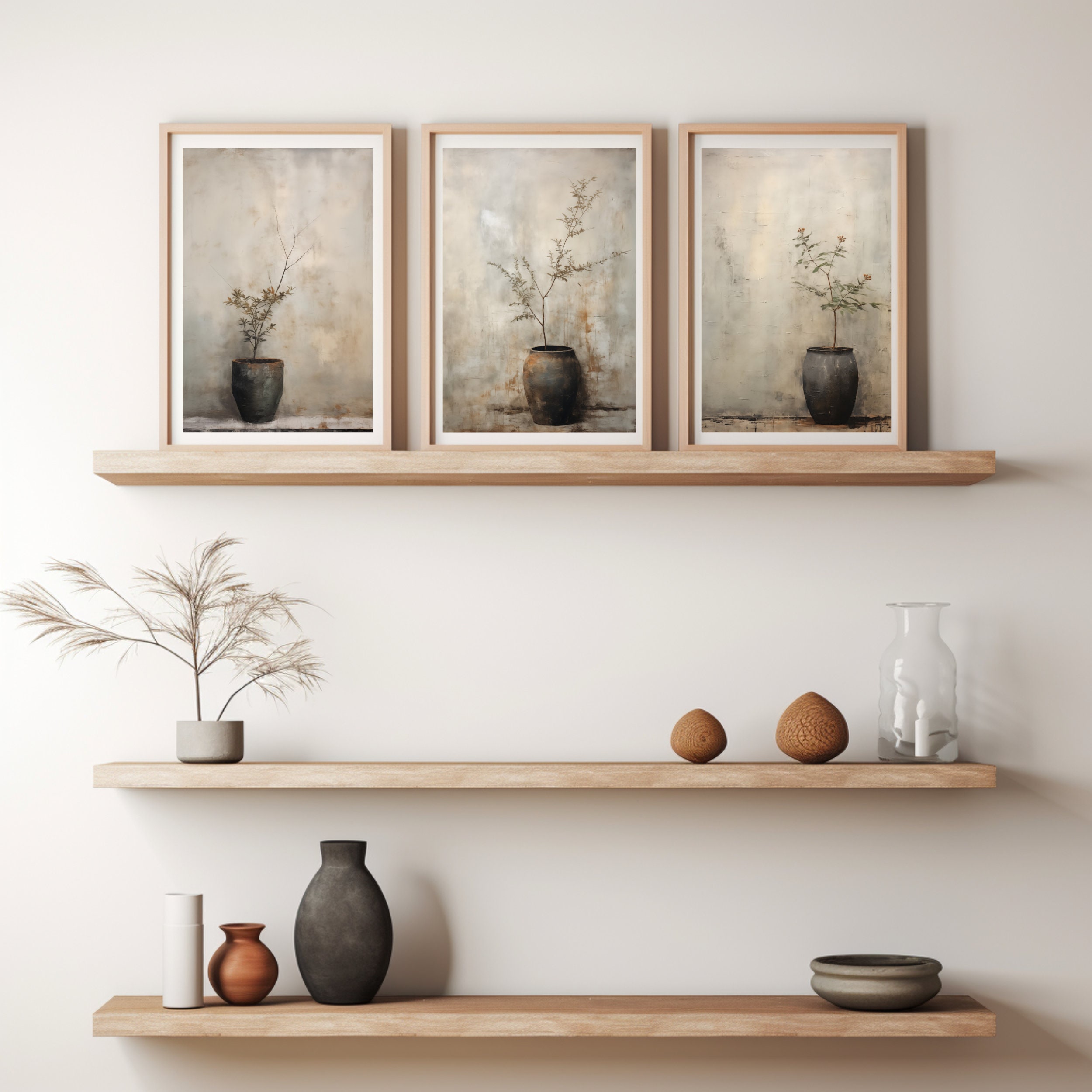 Set of 3 Japandi Wall Art Japandi Art Wabi Sabi Wall Art Japandi Wall ...