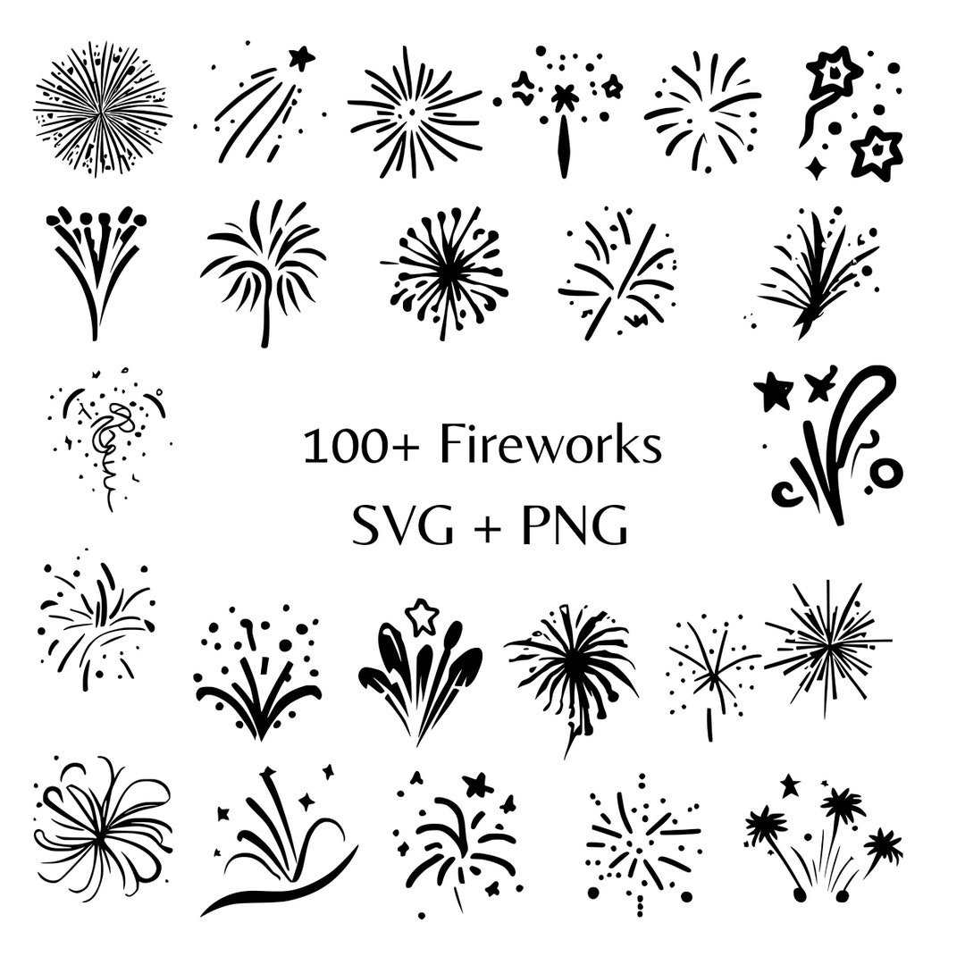 100+ Minimalist Fireworks Graphics Digital Download Vector Icons Pack ...