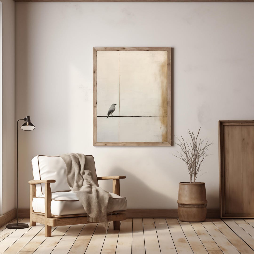 Japandi Wall Art Abstract Nature | Wabi Sabi Art | Wabi Sabi Bird on ...