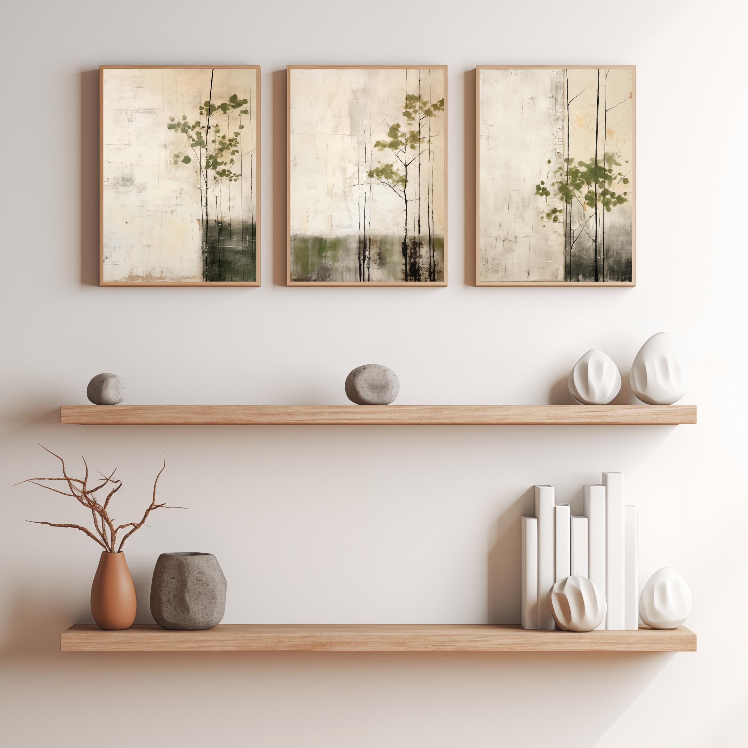 Japandi Sage Tree Wall Art Prints: Minimalist Wabi Sabi Set (digital ...