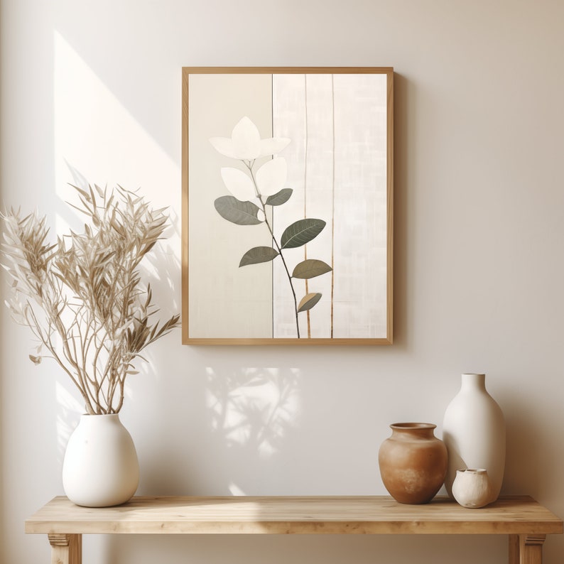 Japandi Wall Art Blossom Wabi Sabi Art Herbal Art Abstract Nature Art Print Instant Download ...