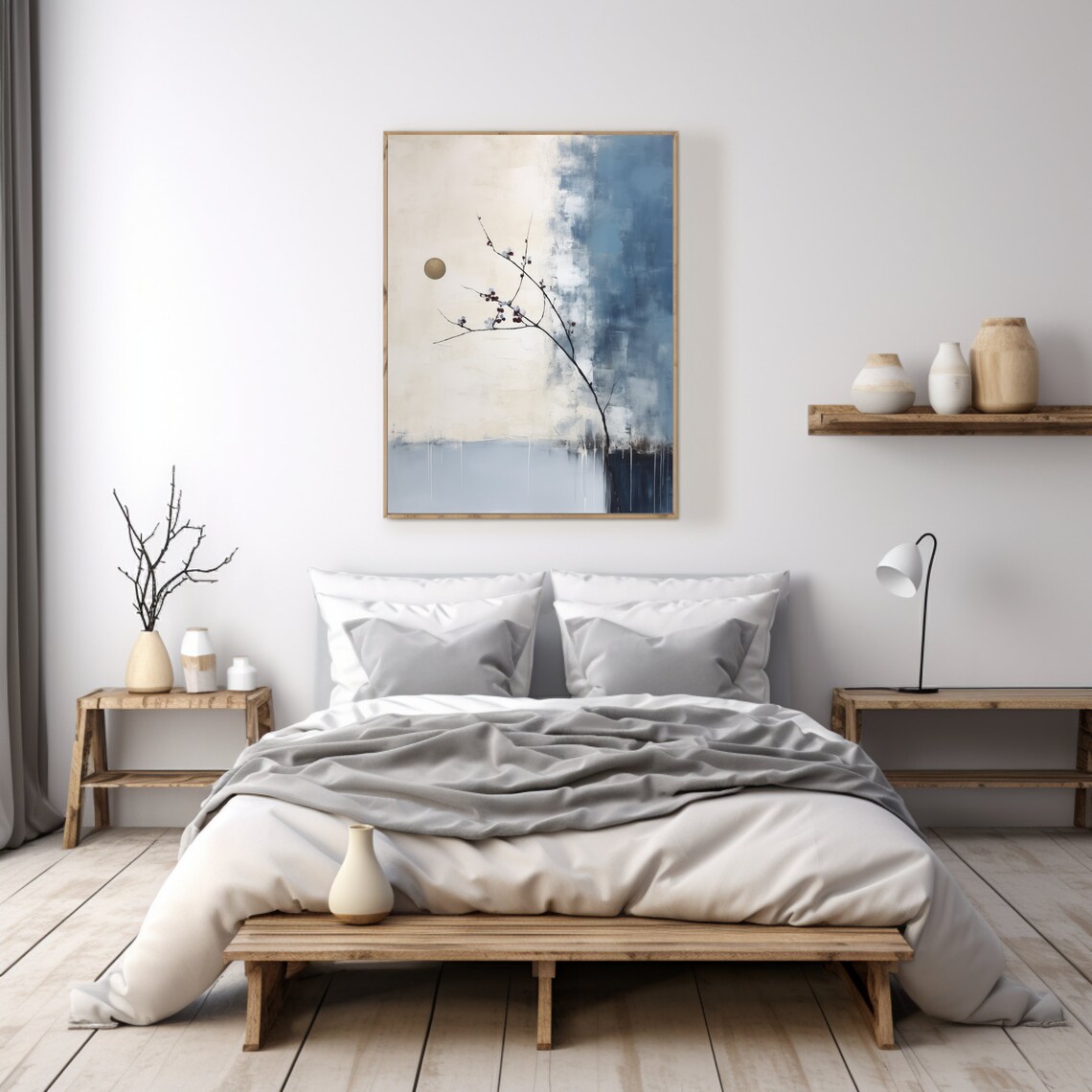 Japandi Wall Art in Blueberry Wabi Sabi Art Abstract Nature Print Instant Download Nature Art ...