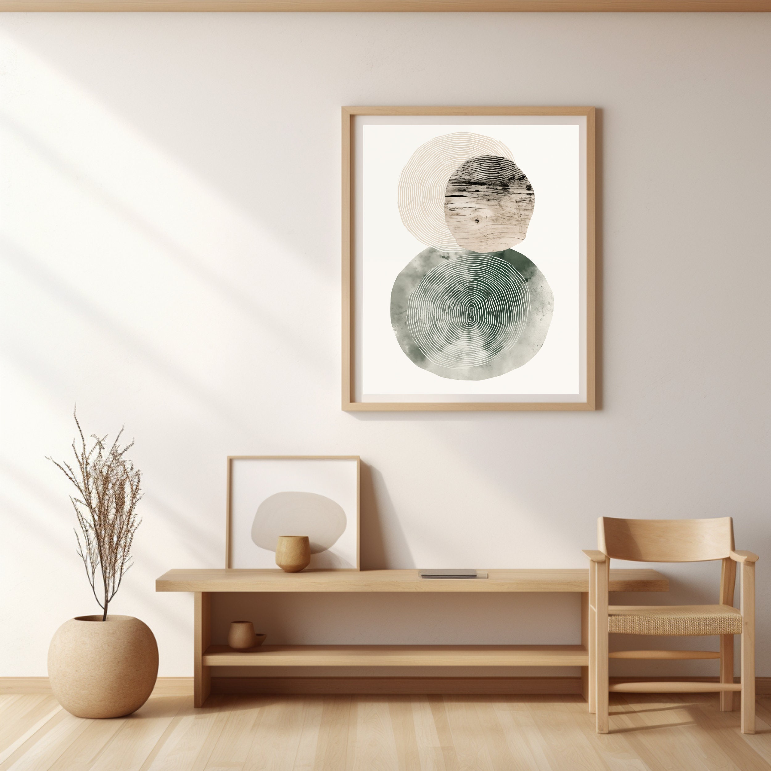 Japandi Wall Art Sage and Neutral Nature Wabi Sabi Art Abstract Nature Print Instant Download ...