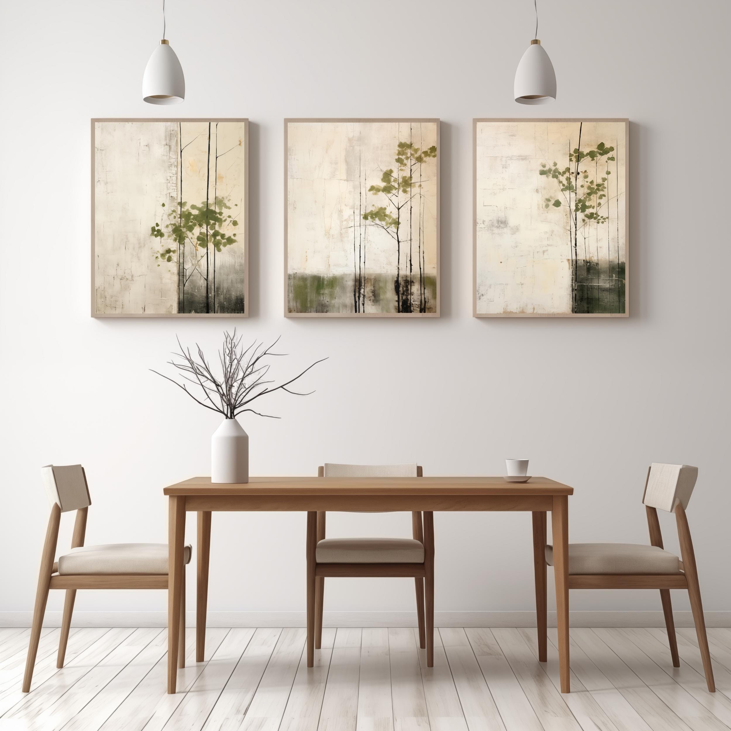Japandi Sage Tree Wall Art Prints: Minimalist Wabi Sabi Set (digital ...