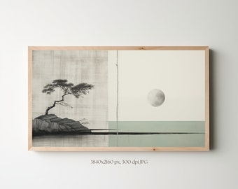 Samsung Frame TV Art Summer Wabi Sabi Art Summer Japandi Nature Neutral Tree Japanese Nature Tv ...