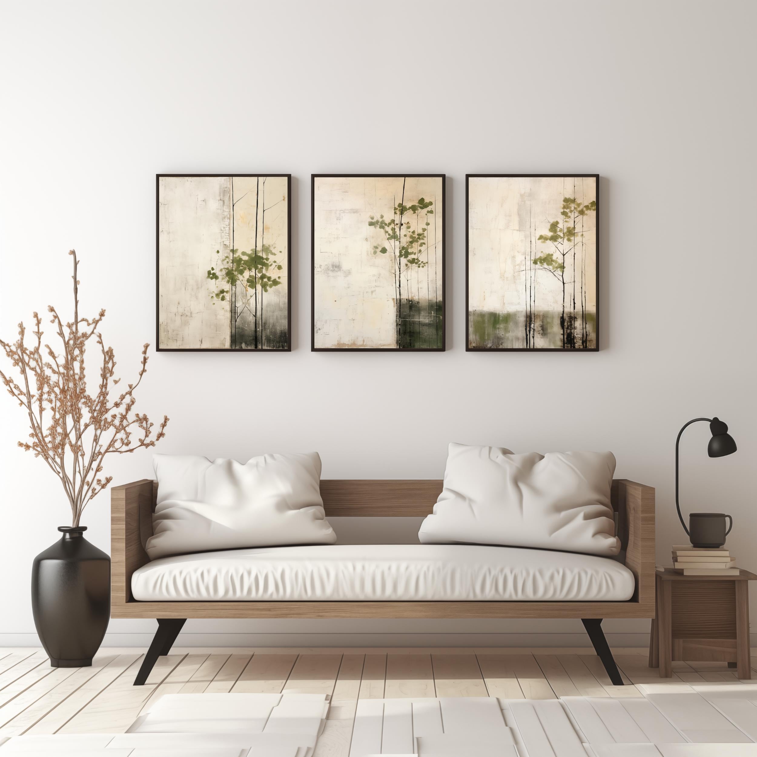 Japandi Sage Tree Wall Art Prints: Minimalist Wabi Sabi Set (digital ...